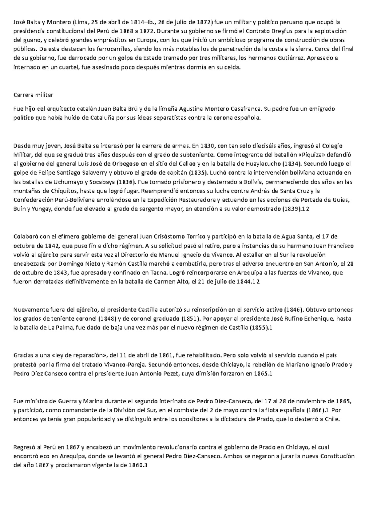 José Balta y Montero - BIOGRAFIA - José Balta y Montero (Lima, 25 de ...