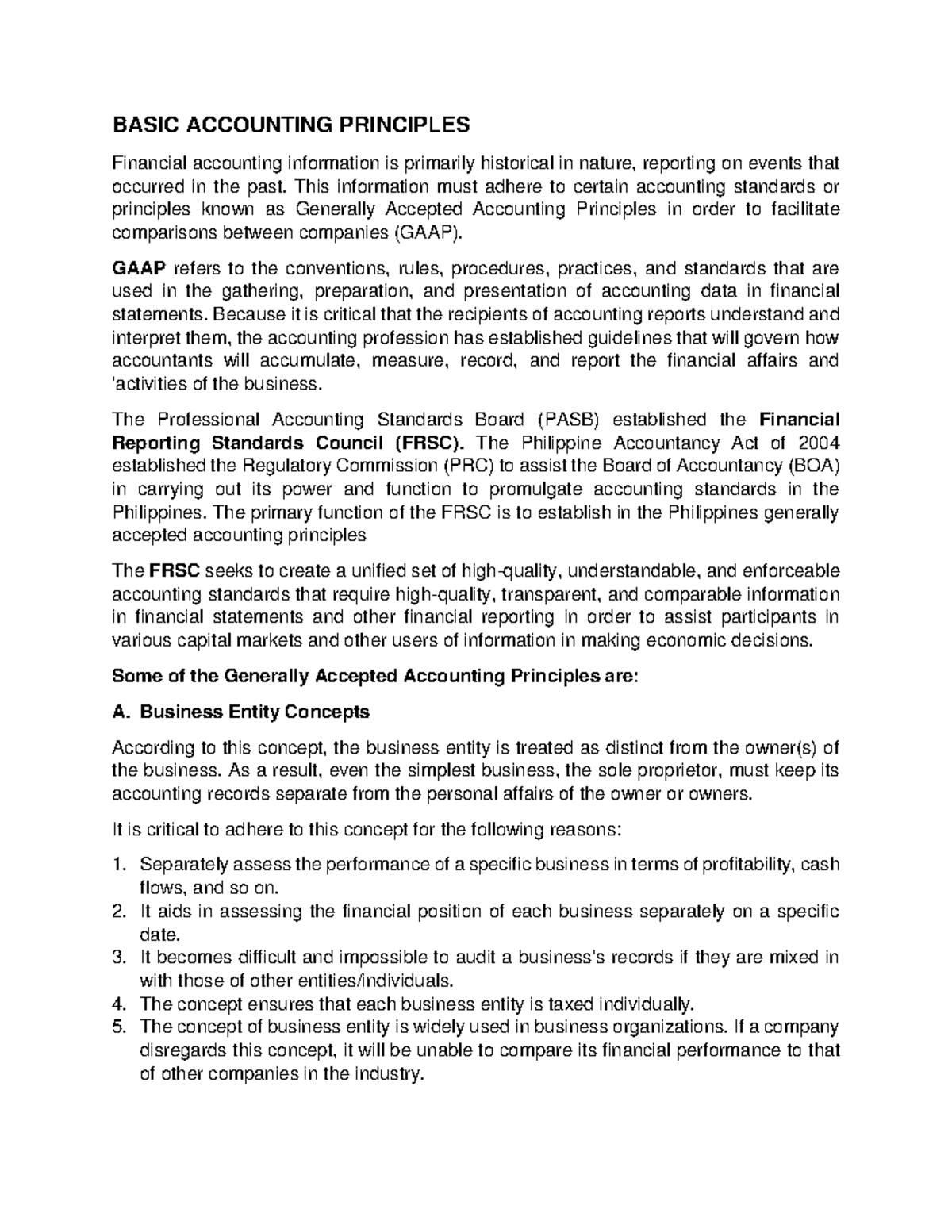 Basic Accounting Principles - BASIC ACCOUNTING PRINCIPLES Financial accounting information is ...