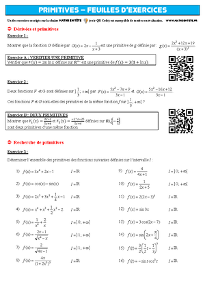 Exercices primitives - primitive - Probabilités - Exercice 1 : Exercice ...