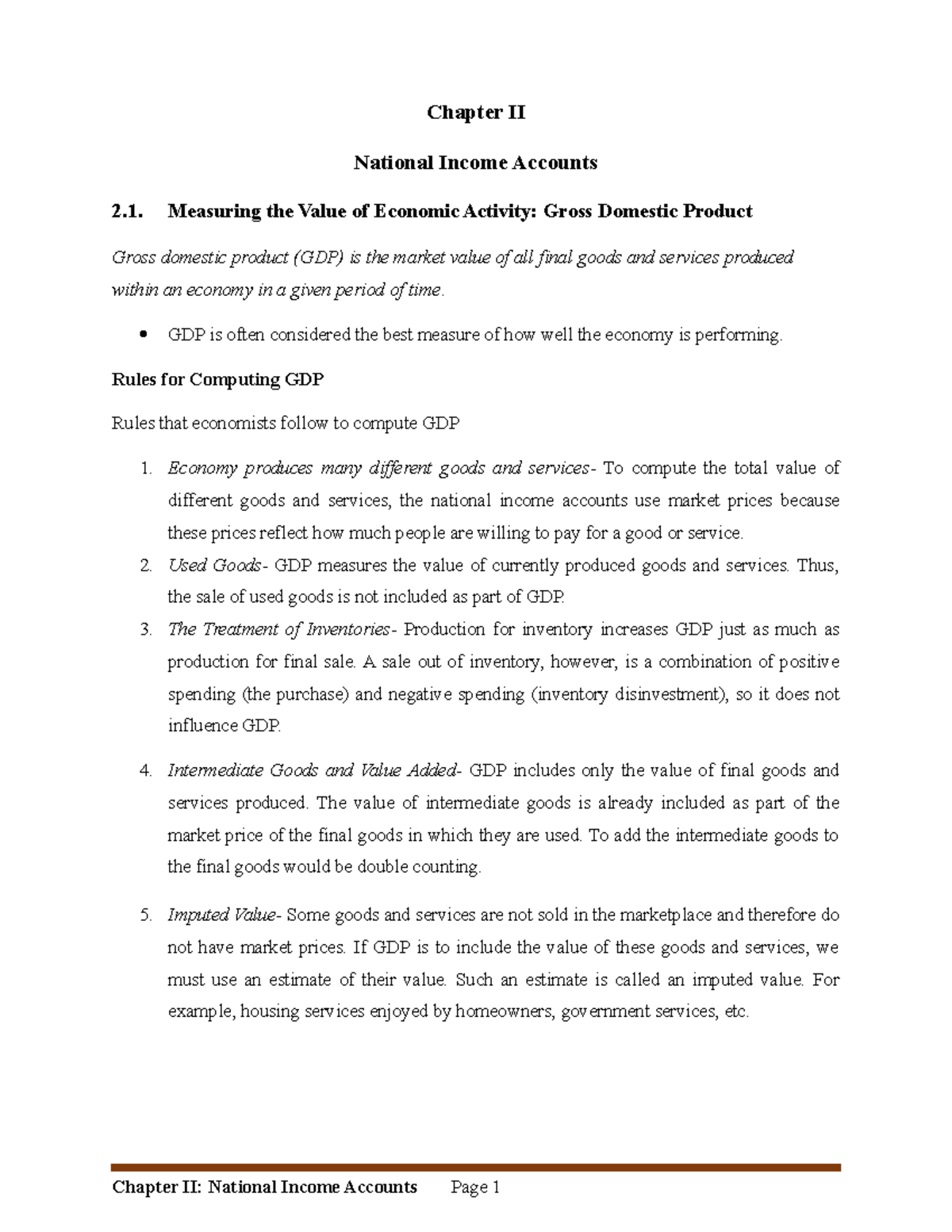 Chapter 2- National Income Accounts - Chapter II National Income ...
