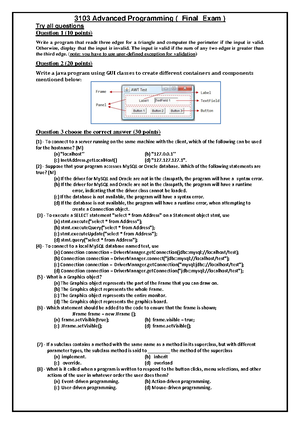 Final-5 -computer science-Programming - 3105 Advanced Programming ...