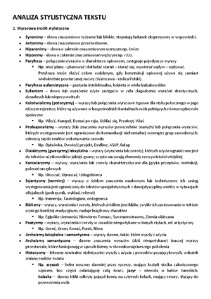 Stylistyka-funkcje jezyka - FUNKCJE JĘZYKA Funkcja informatywna/informacyjna (przedstawieniowa ...