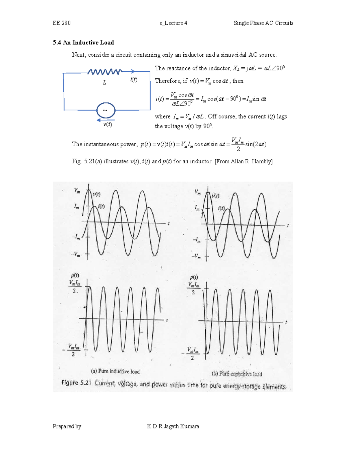 E L EE280 Lect 4 - 5 An Inductive Load Next, consider a circuit ...