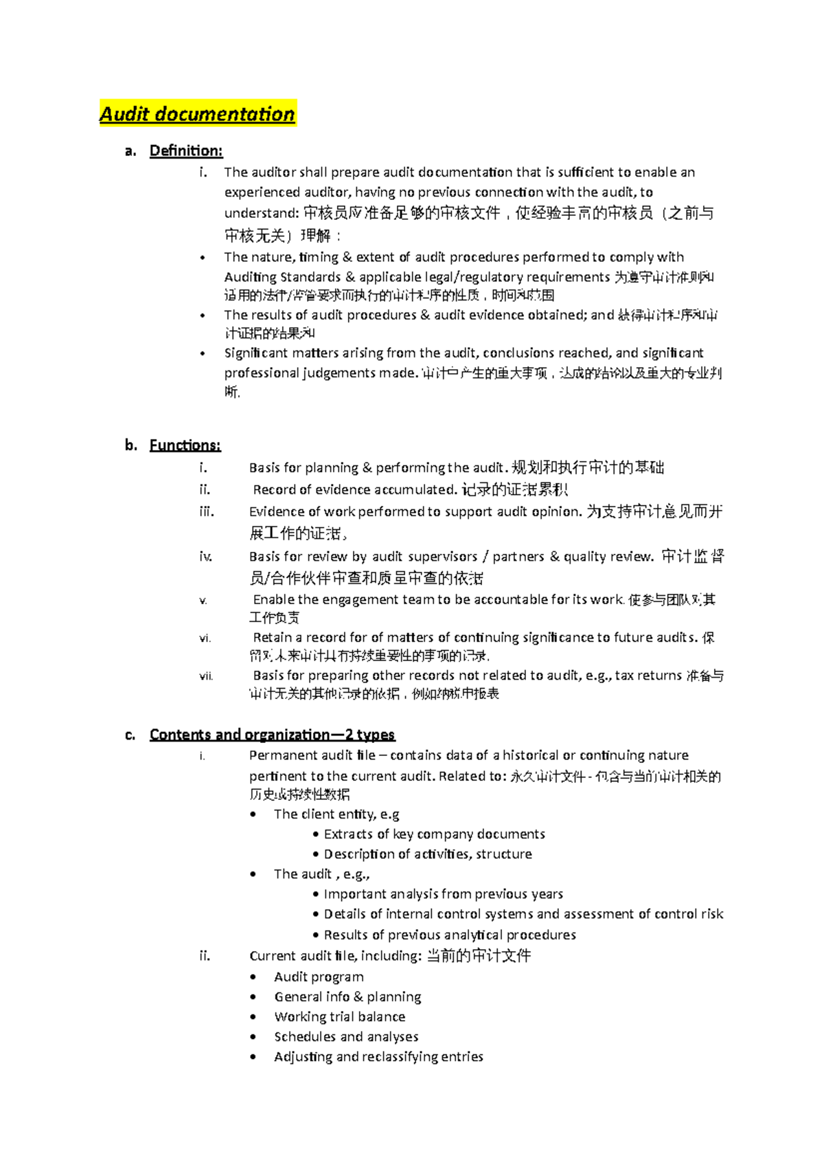 New Microsoft Word Document - Audit documentation a. Definition: i ...