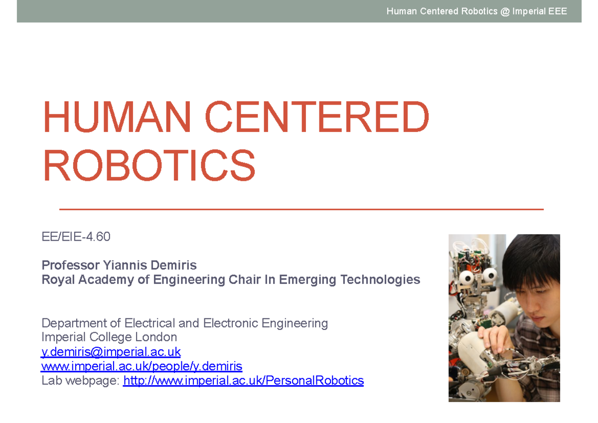 HCR2019-Lecture 1-Introduction - HUMAN CENTERED ROBOTICS EE/EIE-4 ...