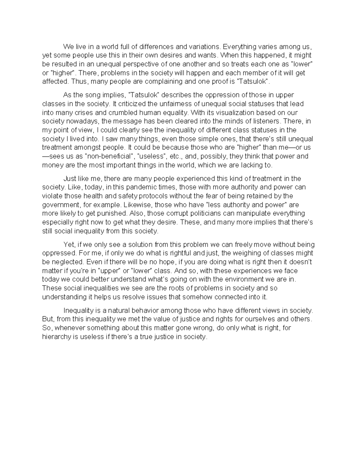 DISS Essay Module 5 - We live in a world full of differences and ...