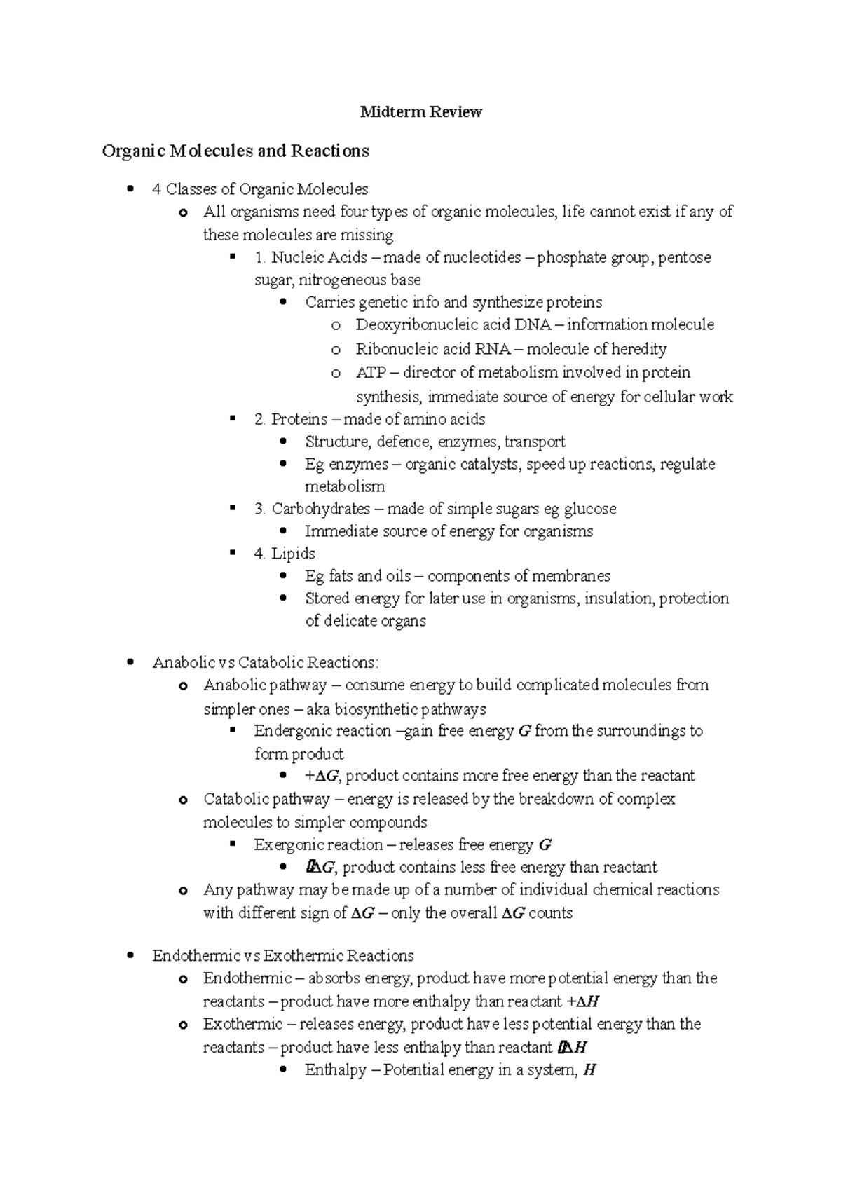 Biol 204 Midterm1 Exam Review - BIOL 235 - AU - Studocu