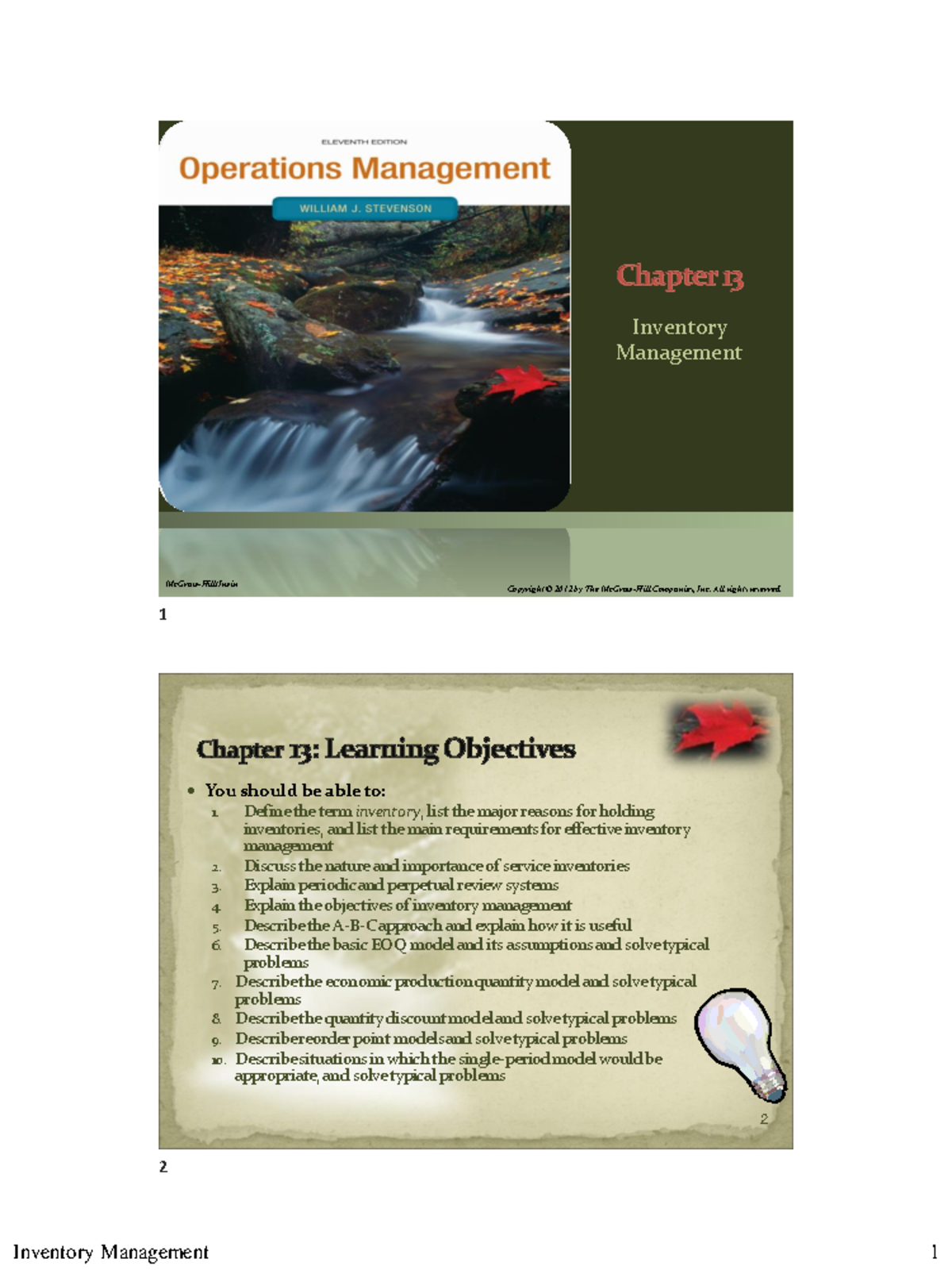 Chapter 13 - Operations Management - Inventory Management McGraw-Hill/Irwin Copyright © 2012 by ...