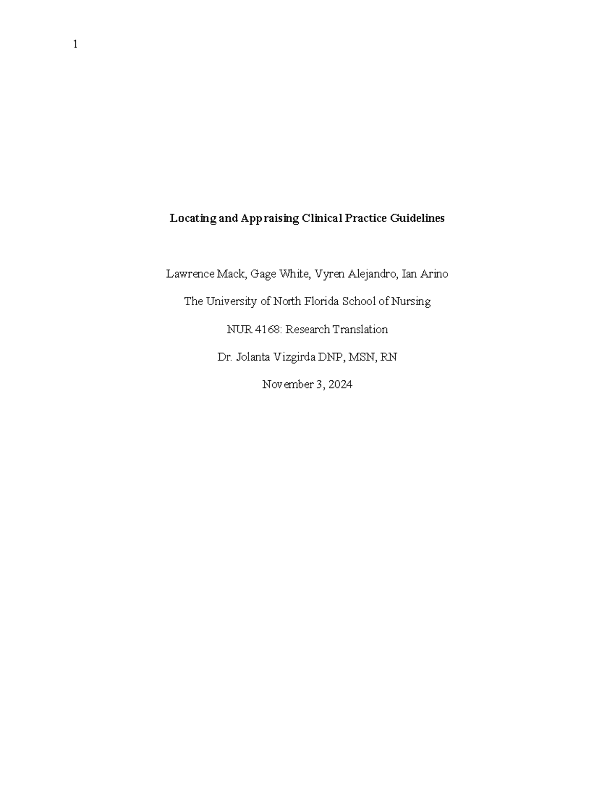 Assignment 4- Locating and Appraising Clinical Practice Guidelines ...
