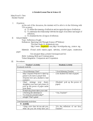 Lesson plan in science 9 - Lesson Plan in Science 9 I. Objectives At ...