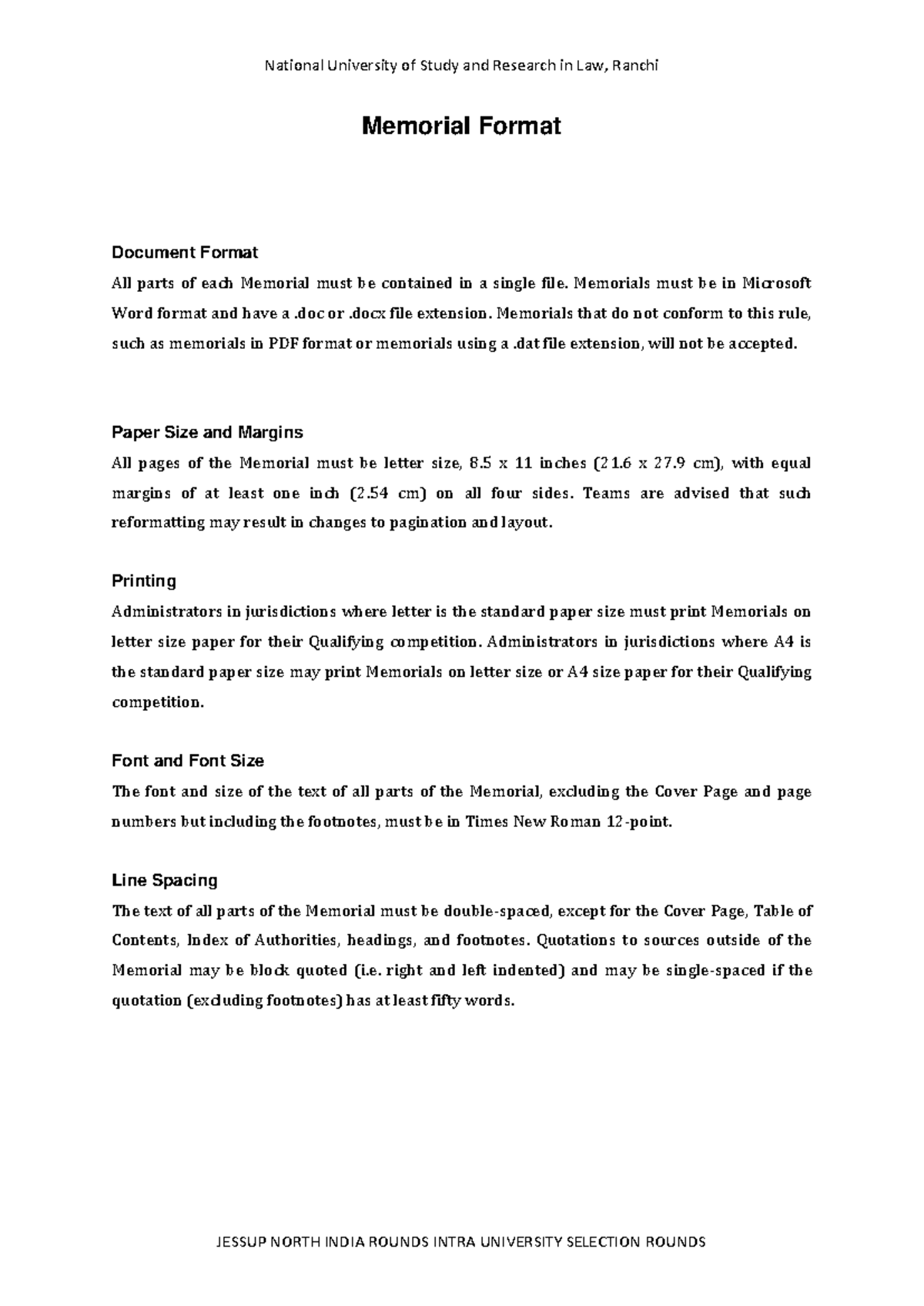 Memorial-format - Memorial Format Document Format All parts of each ...