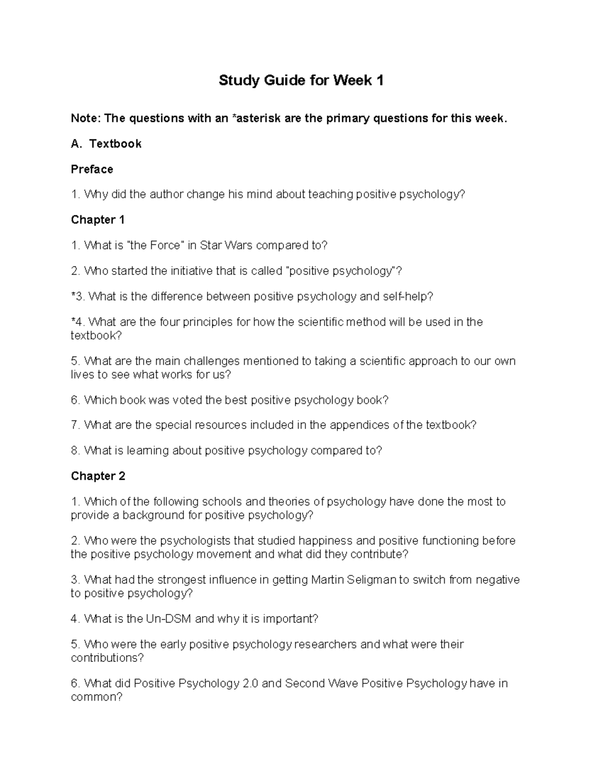 Study Guide FOR WEEK 1 - answer key - Study Guide for Week 1 Note: The ...