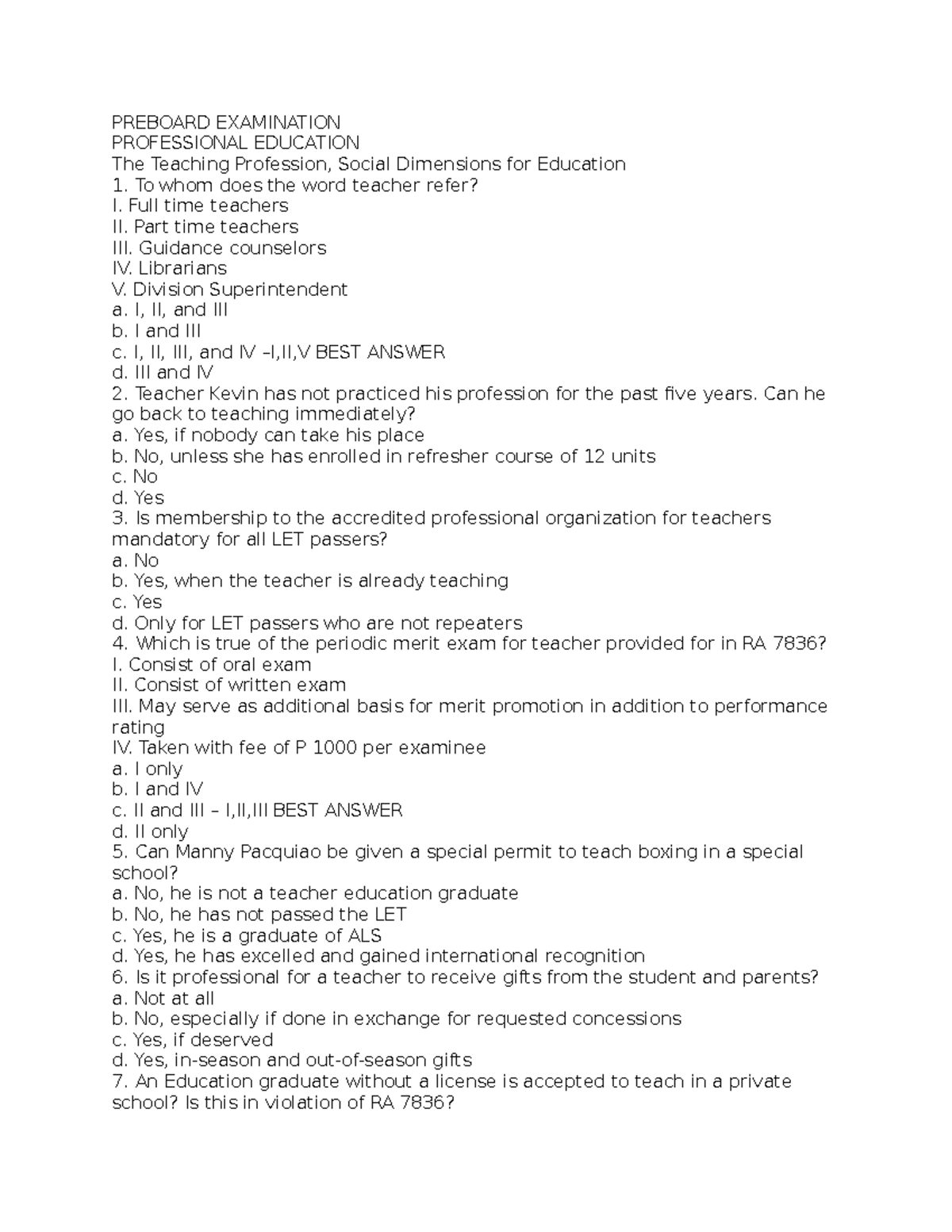 Preboard Examination October 02, 2022 - PREBOARD EXAMINATION ...