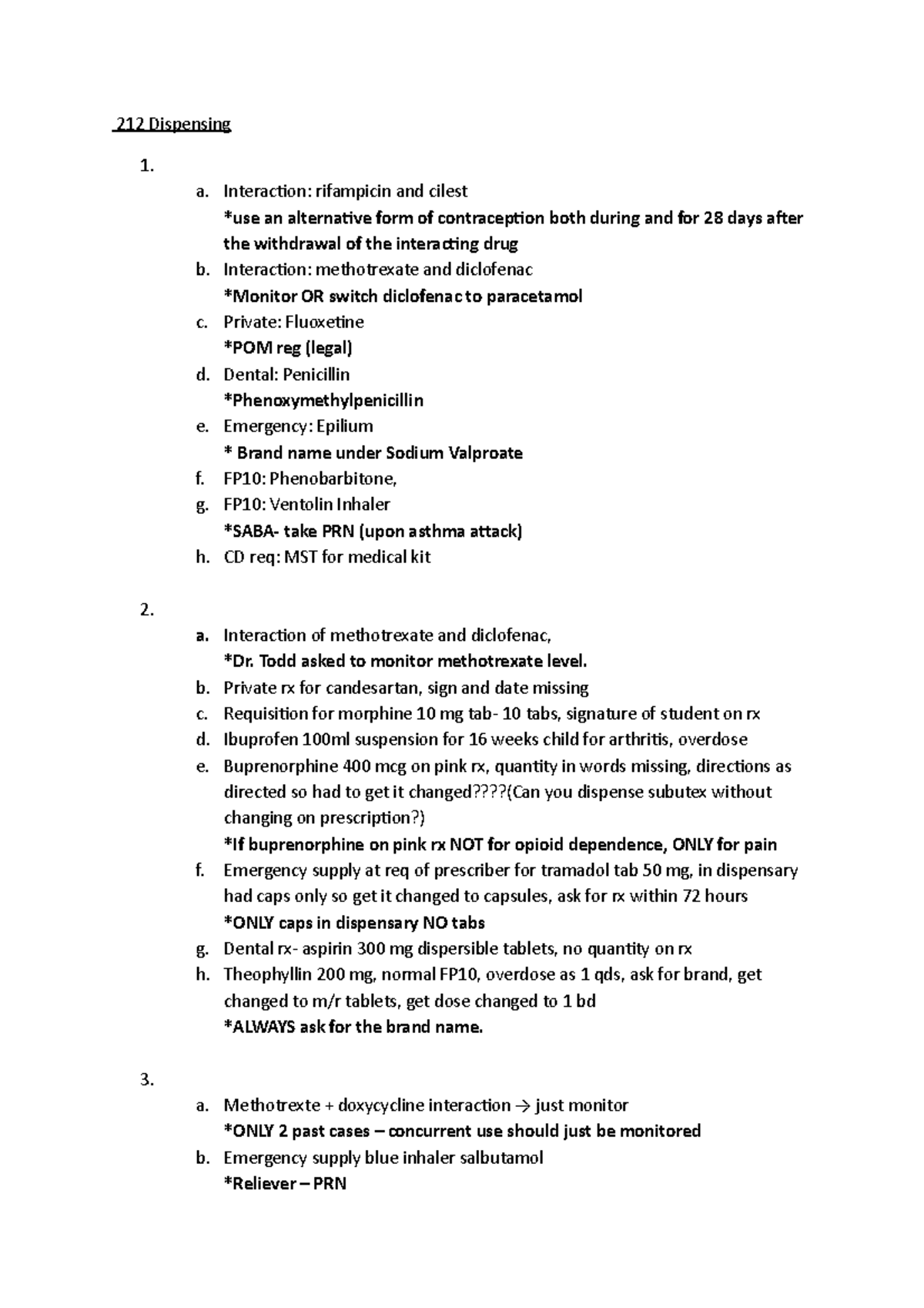 212 Dispensing*** - j j j - 212 Dispensing a. Interaction: rifampicin ...