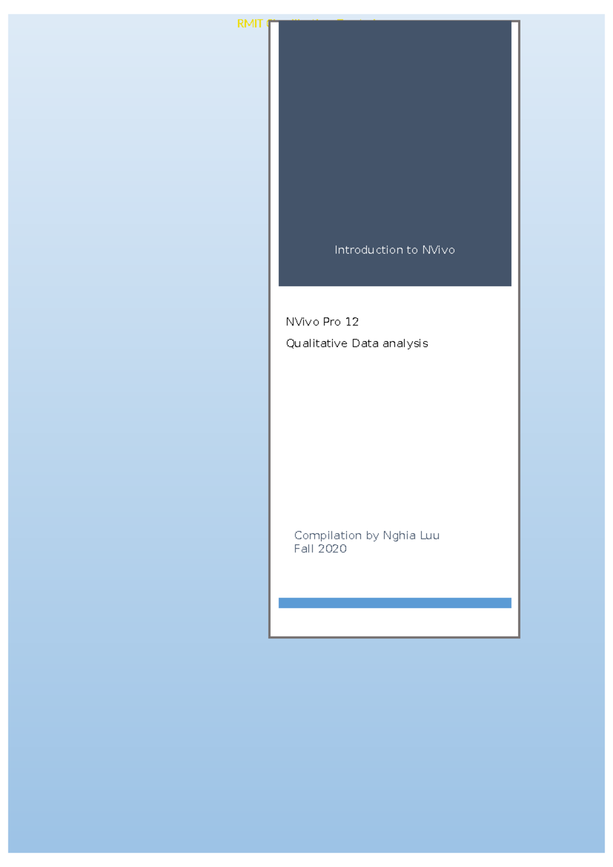 2020s2 - Introduction to NVivo - Nghia Luu - Introduction to NVivo ...