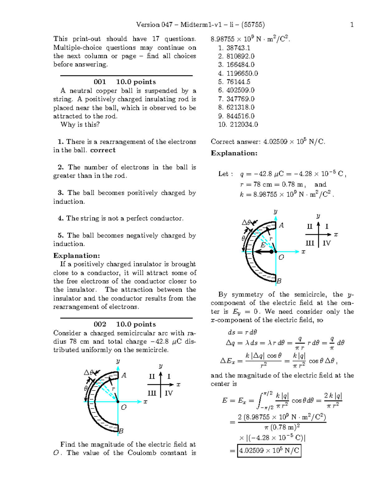 Midterm 1-v1-solutions - This print-out should have 17 questions ...