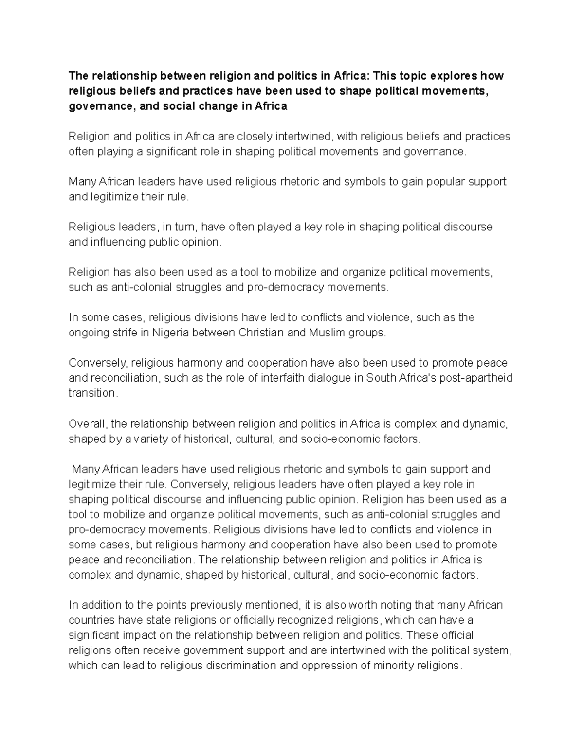 AFST 15 - Africana Studies 171 Lecture Notes - The relationship between ...