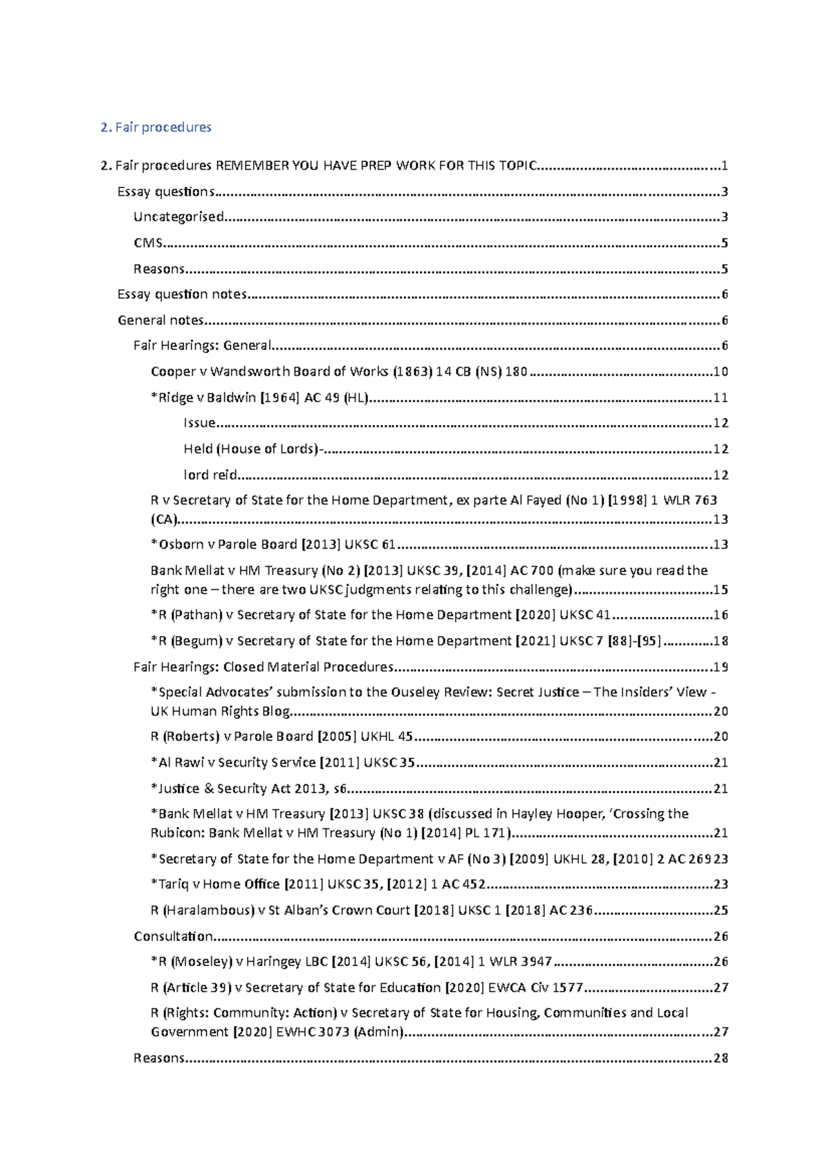 Fair procedure summary notes - Fair procedures Fair procedures REMEMBER ...