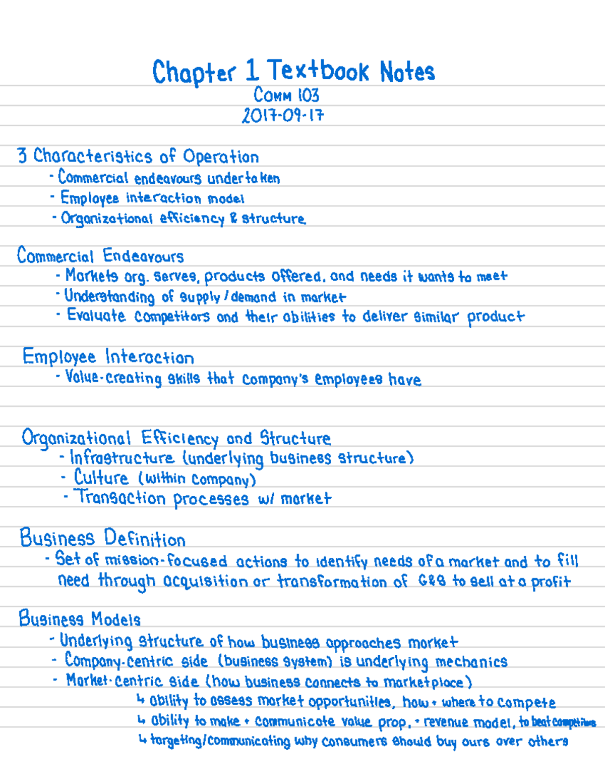 Week 1 - Textbook Chapter 1 - ####### Chapter 1 Textbook Notes COMM 103 ...