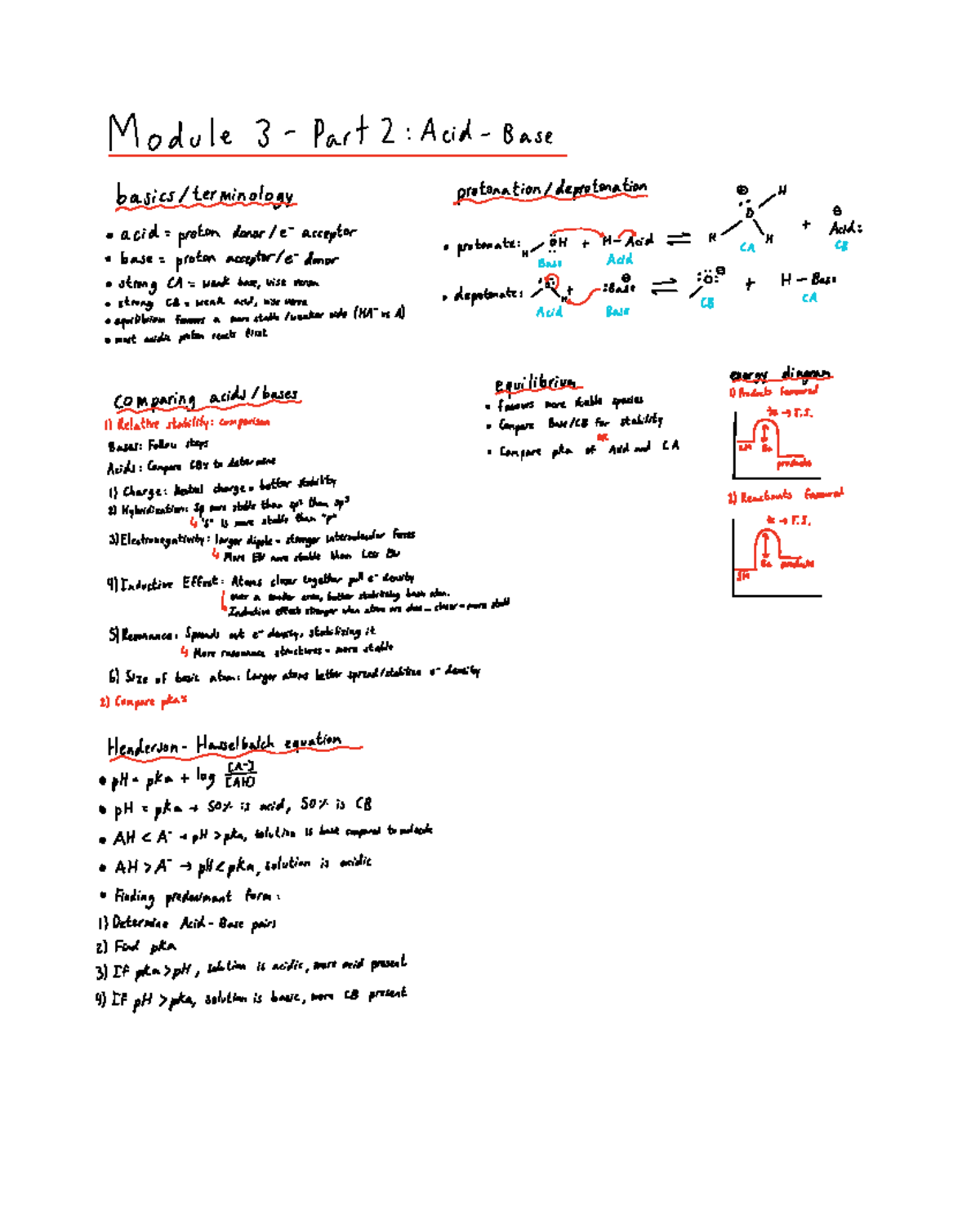 CHM1321 Midterm 2 Study Notes - Module 3 Part 2 Acid Base É H ...
