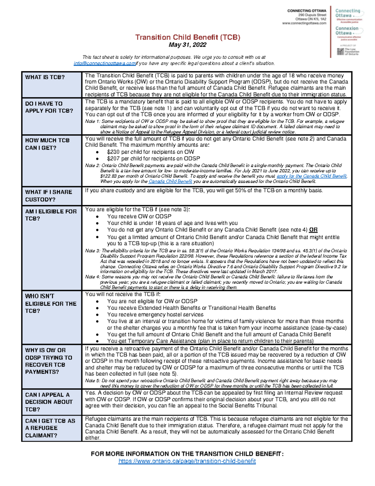 TCB-Infosheet May-31 2022 - FOR MORE INFORMATION ON THE TRANSITION ...