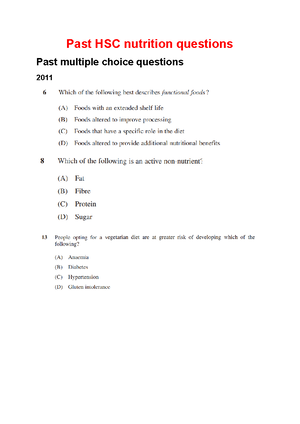 Past Australian food industry (AFI) questions HSC Food tech - Past HSC ...