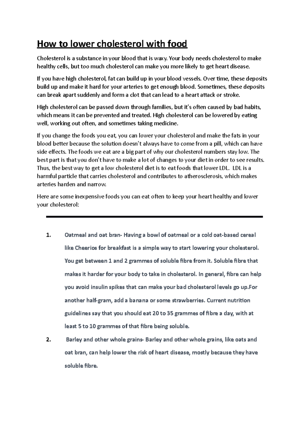 How to lower cholesterol with food - How to lower cholesterol with food ...