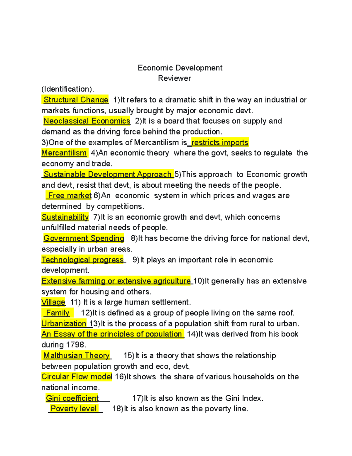 Economic Development - Notes - Economic Development Reviewer ...