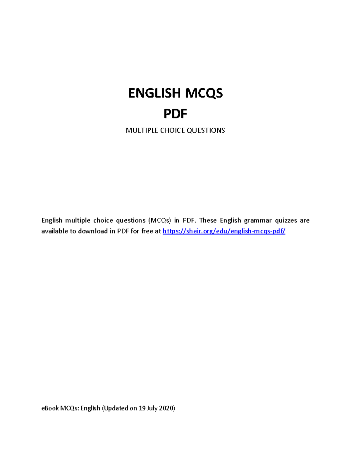 English-mcqs - mcq - ENGLISH MCQS PDF MULTIPLE CHOICE QUESTIONS English ...