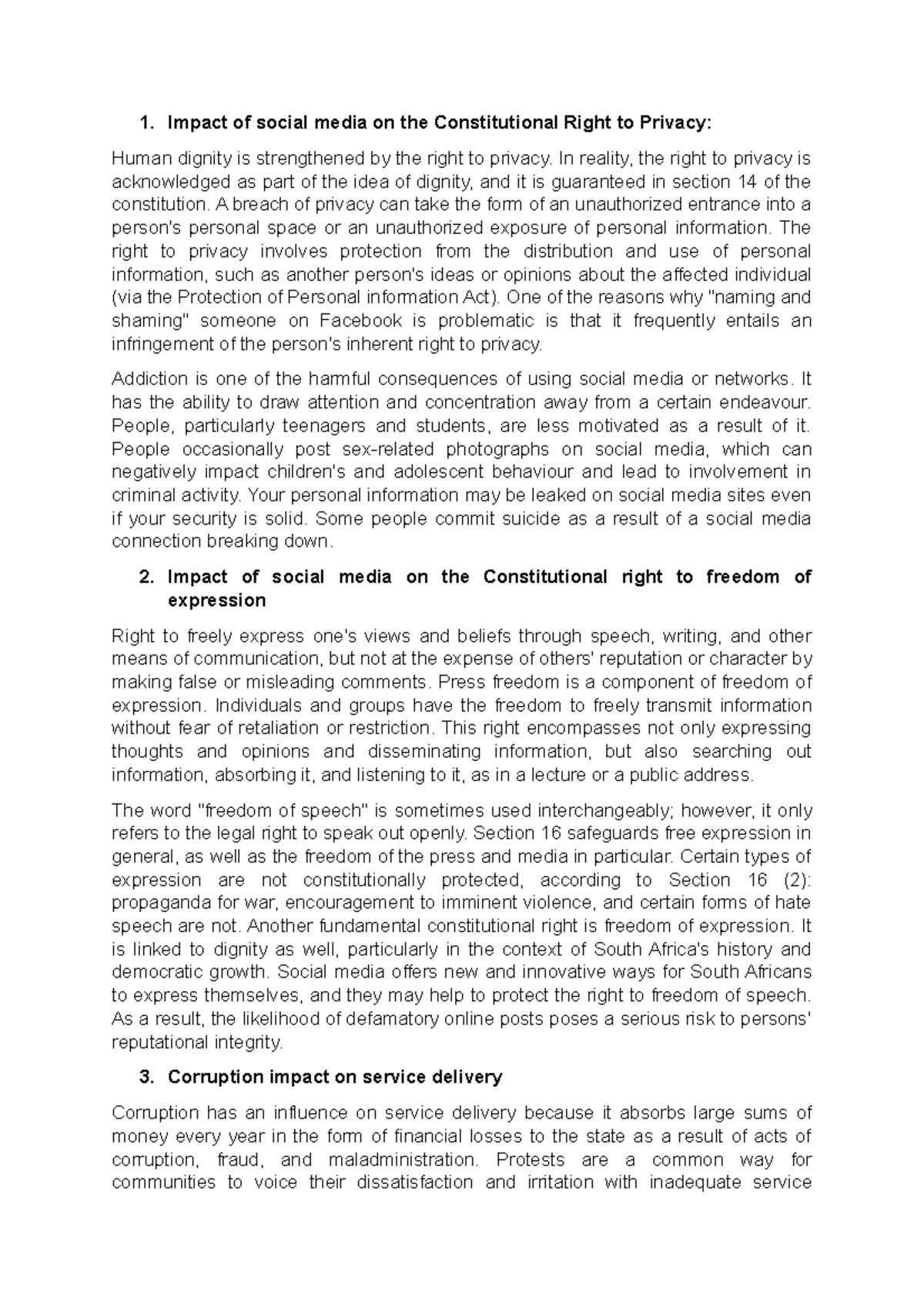 SJD Assignment NO6 - 1 of social media on the Constitutional Right to ...