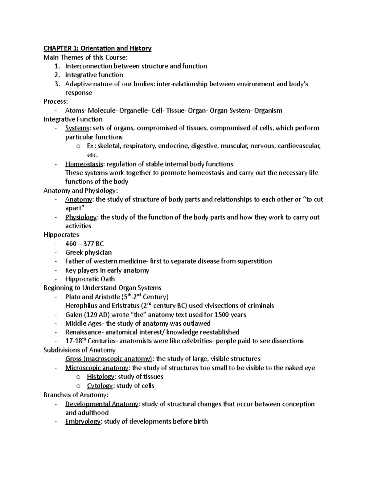 (1) Chapter 1 Notes - CHAPTER 1: Orientation and History Main Themes of ...