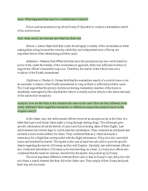 Case Brief Two - [Case Name] Danny Lee Kyllo v. United States Relevant ...