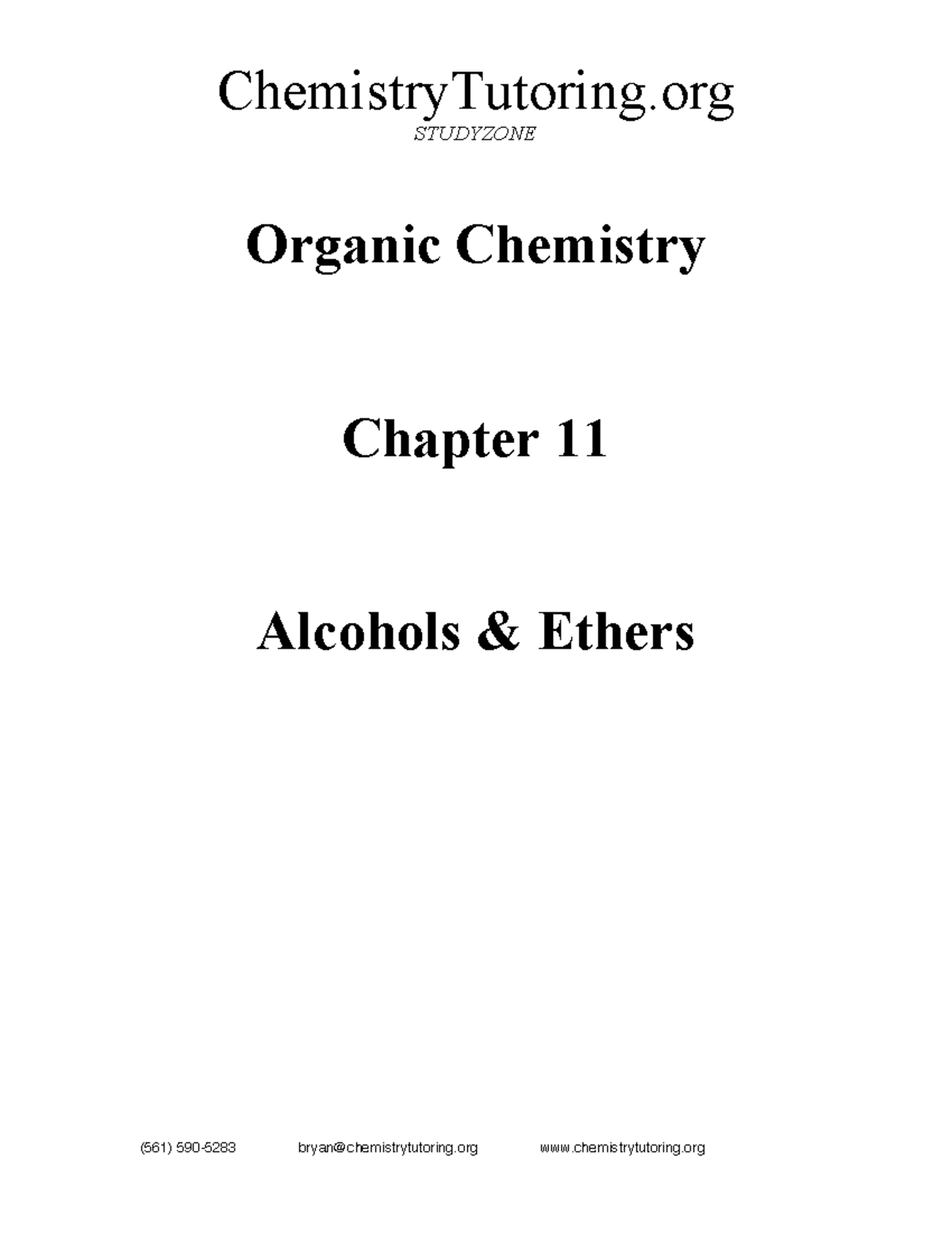 Organic chemistry - chapter 11 packet- alcohols and ethers - STUDYZONE ...
