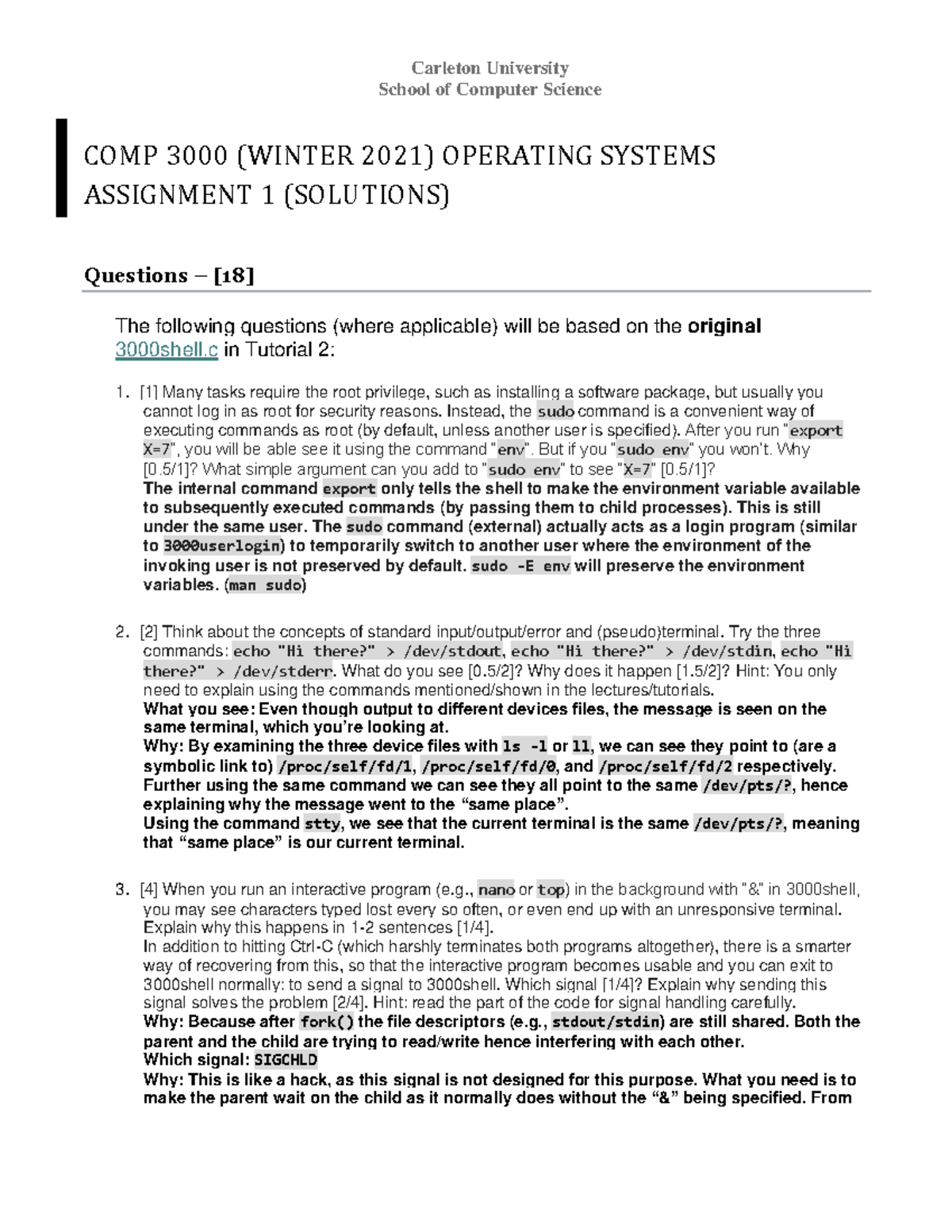 COMP3000 Assignment 1 F20 - Carleton University School of Computer Science COMP 3000 (WINTER ...