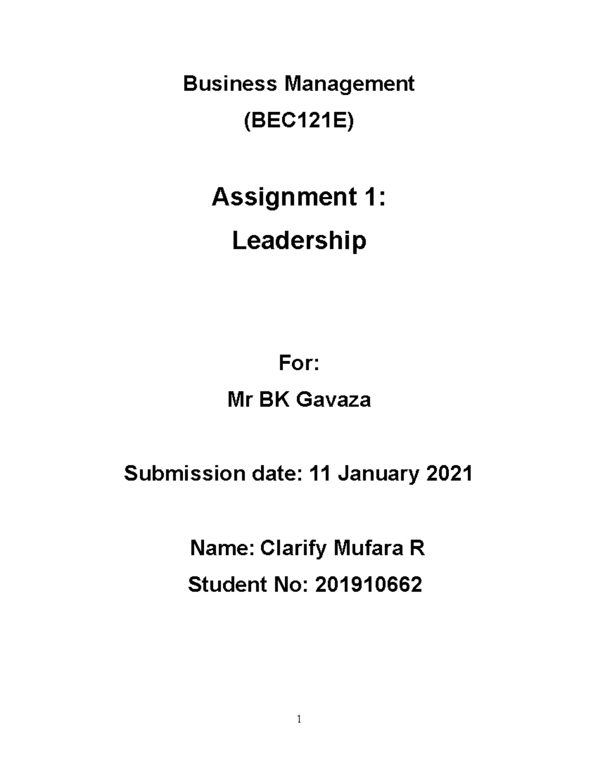 BEC Assignment 2 - Grade: 60 - BEC 111E - UFH - Studocu