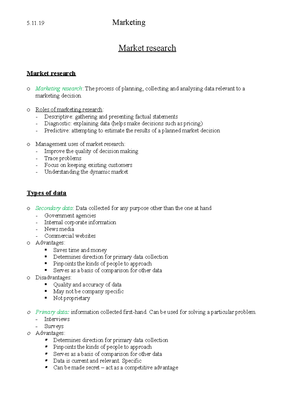 5.11.19 - Market research - 5.11 Marketing Market research Market ...