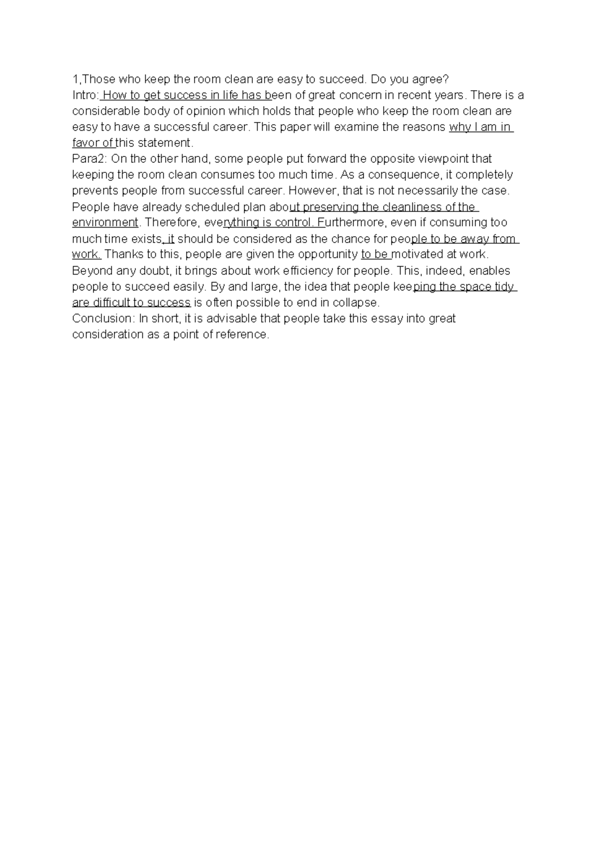 Writing task 2 bai tap - 1,Those who keep the room clean are easy to ...