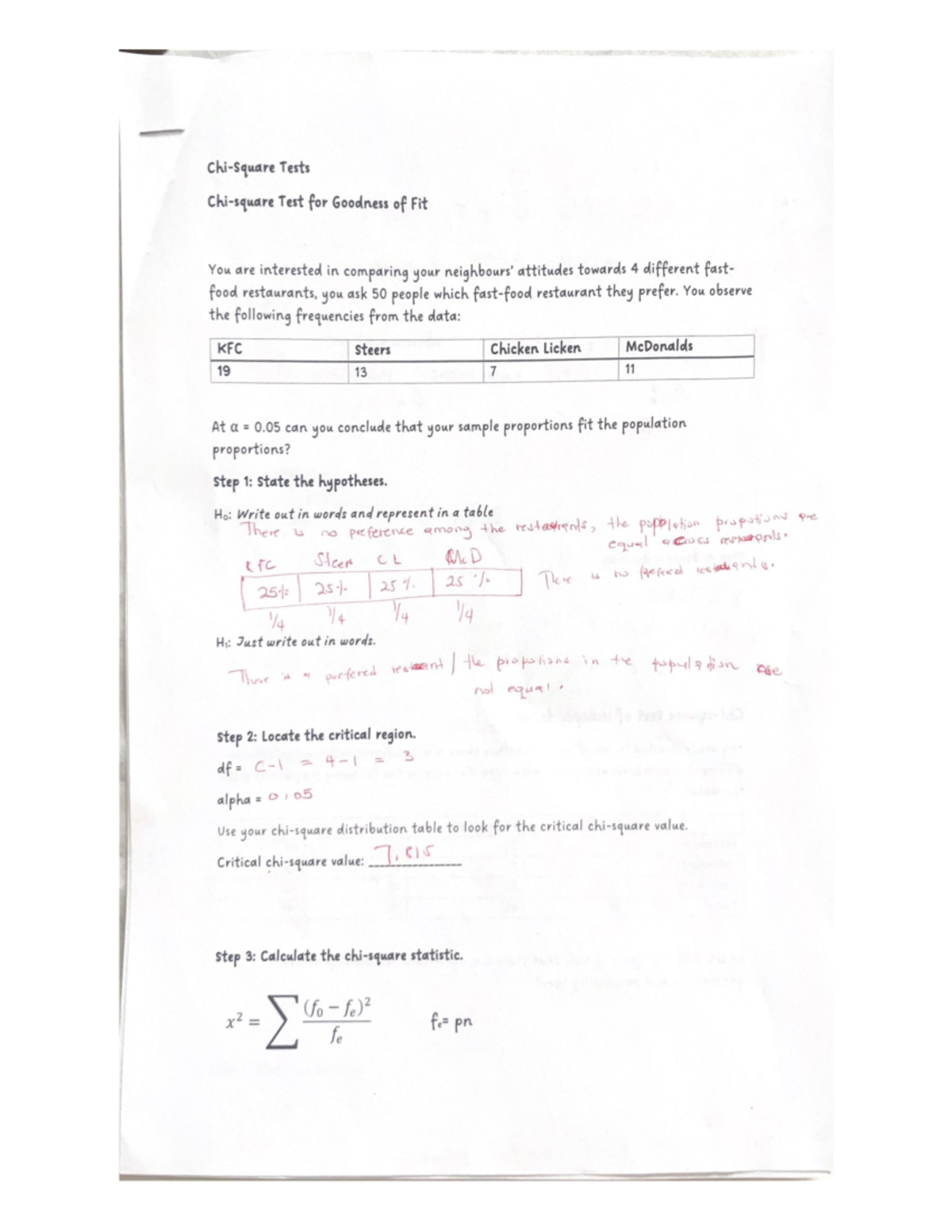 Chi-Square tests - Notes - RESH8411 - Studocu