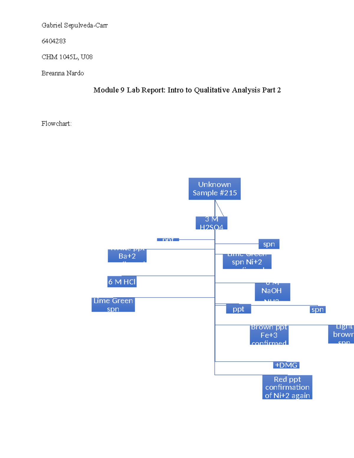Lab report Module 9 - 6404283 CHM 1045L, U Breanna Nardo Module 9 Lab Report: Intro to ...