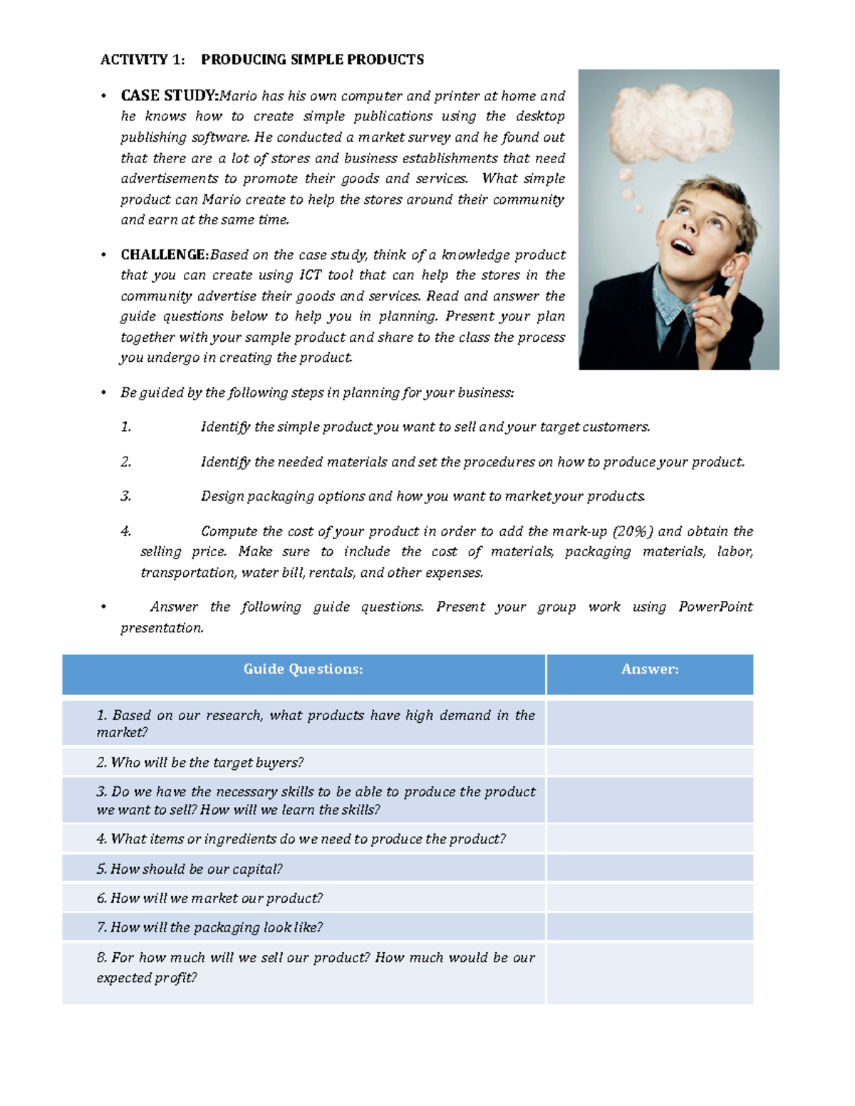Activity-1-Producing-Knowledge-Products - ACTIVITY 1: PRODUCING SIMPLE ...