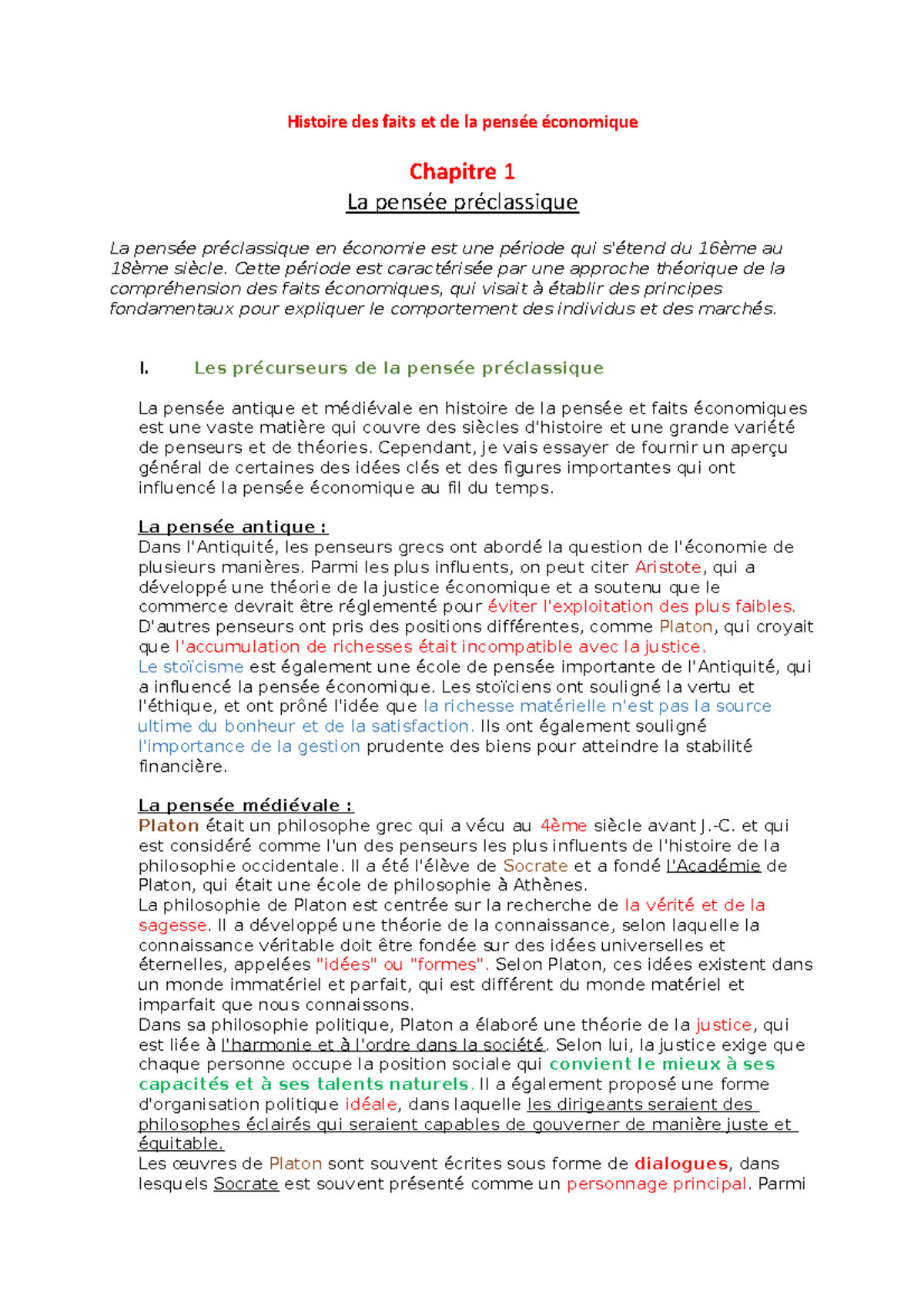 Histoire des faits et de la pensée économique Chapitre 1-2 - Histoire ...