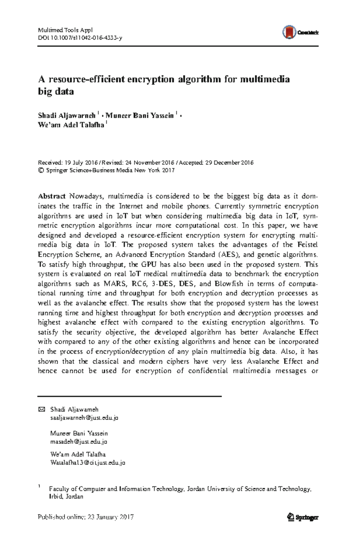 Literature 6 - this sis the summary of computing research - A resource-efficient encryption ...