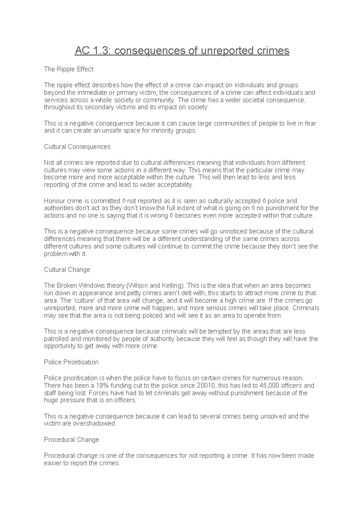 1 - crim - AC 1: consequences of unreported crimes The Ripple Effect ...