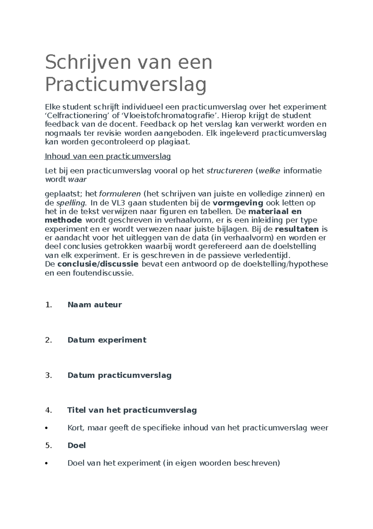 Schrijven van een Practicumverslag - Schrijven van een Practicumverslag ...