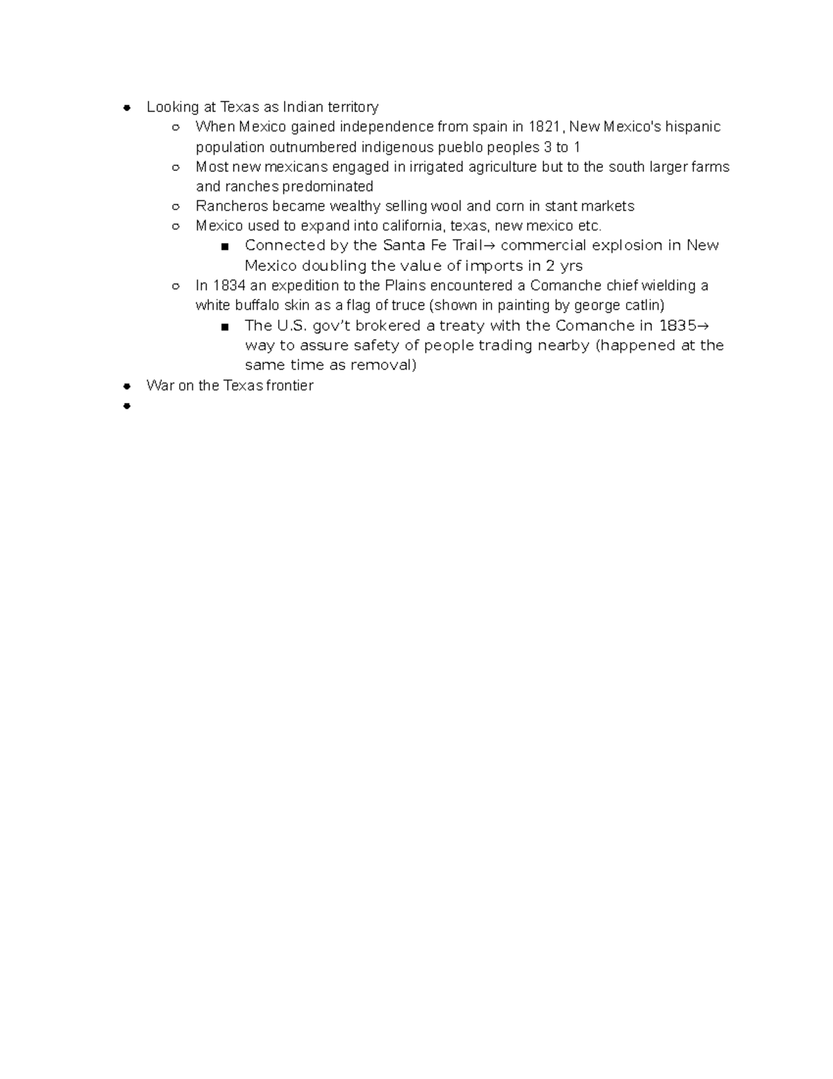 Hist 111 class notes Texas - Looking at Texas as Indian territory When ...