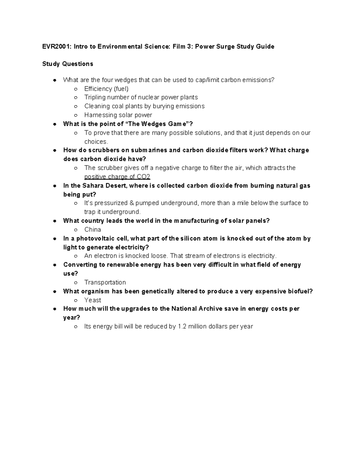 EVR FILM 3 Study Guide power surge - EVR2001: Intro to Environmental ...