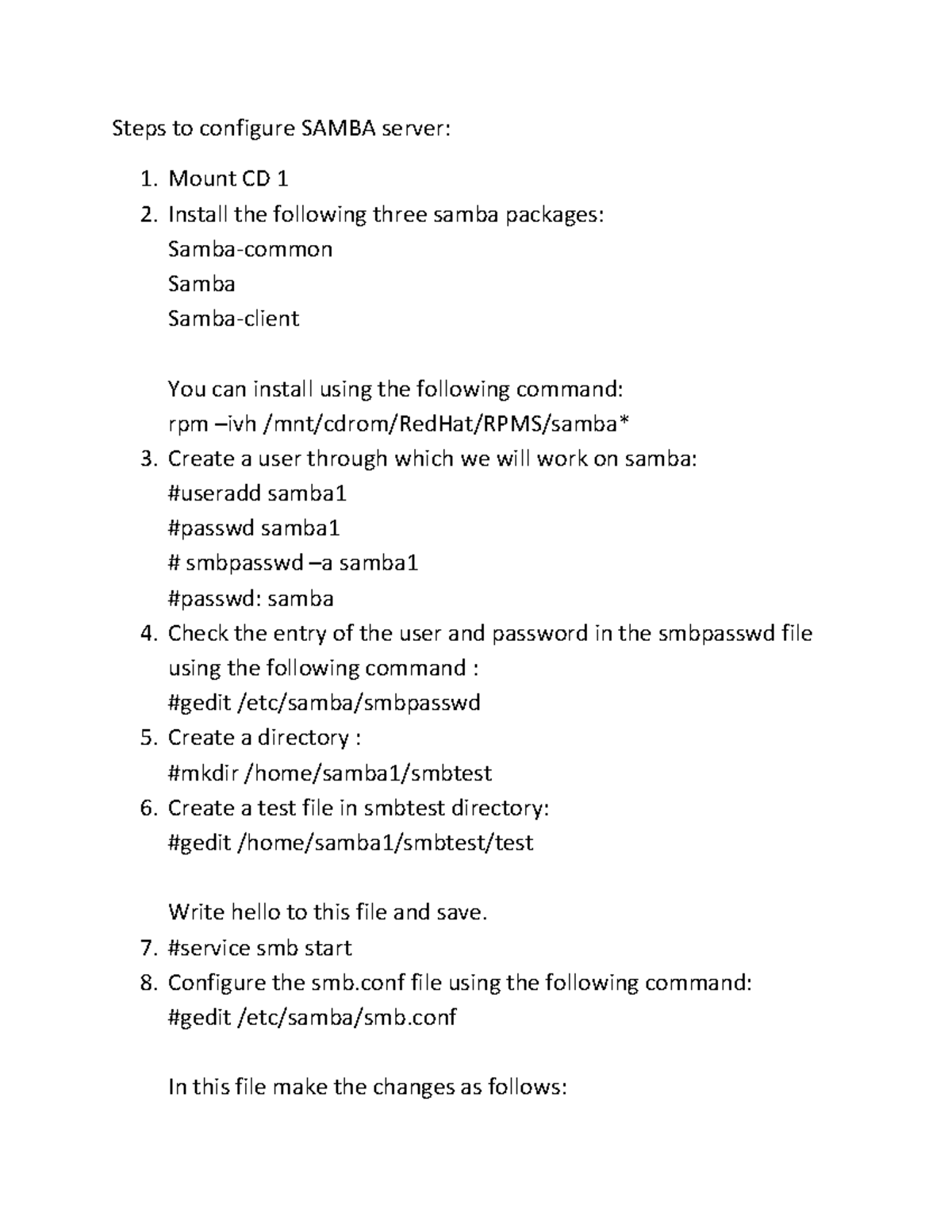 Samba Server Roadmap Steps To Configure SAMBA Server Mount CD 1 samba-server-roadmap-steps-to-configure-samba-server-mount-cd-1