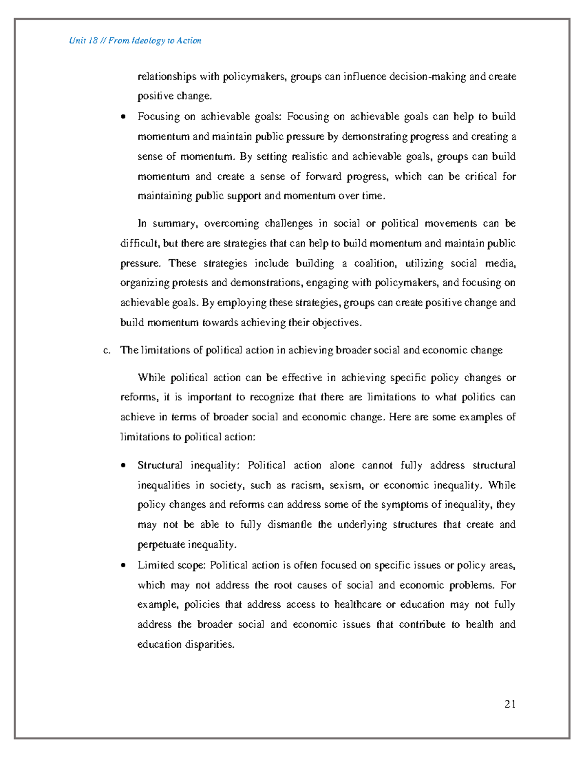 Pages 21-24 UNIT 18 From Ideology to Action - relationships with ...