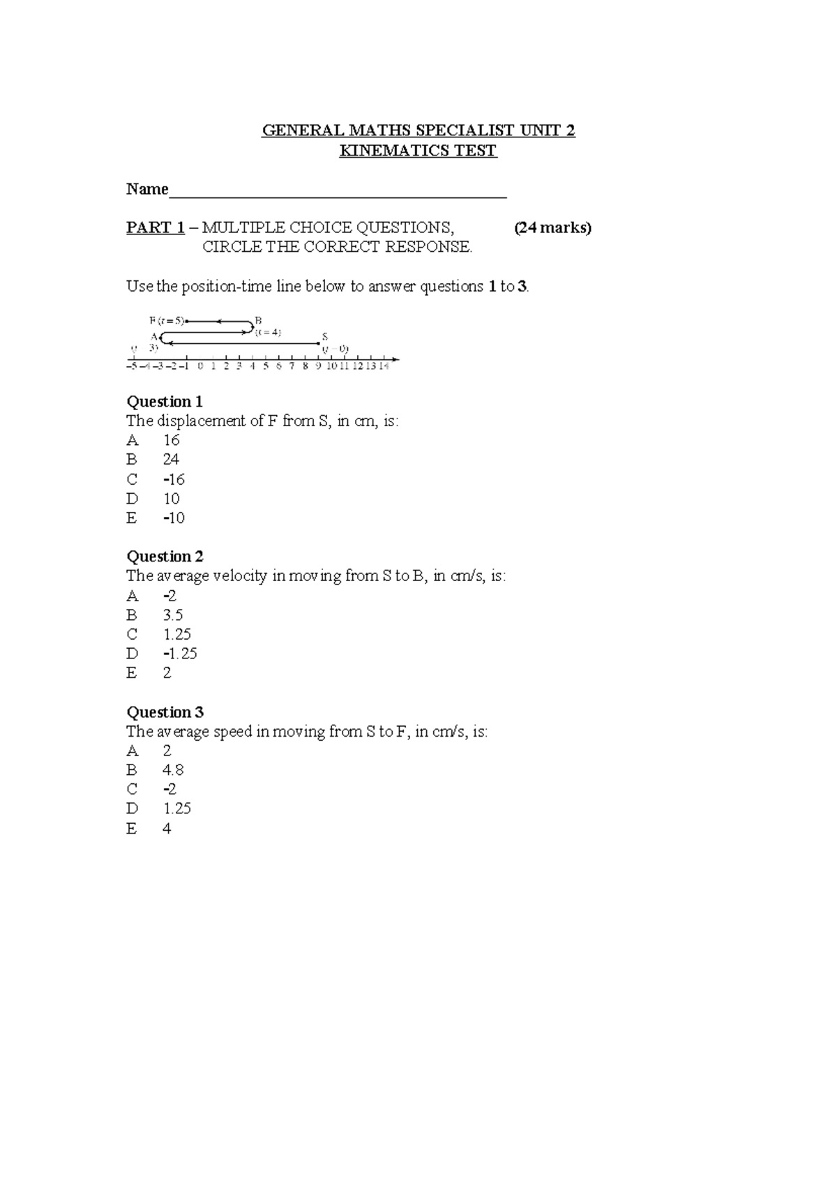 A - Gen math specialist kinematics test 2007 - GENERAL MATHS SPECIALIST ...