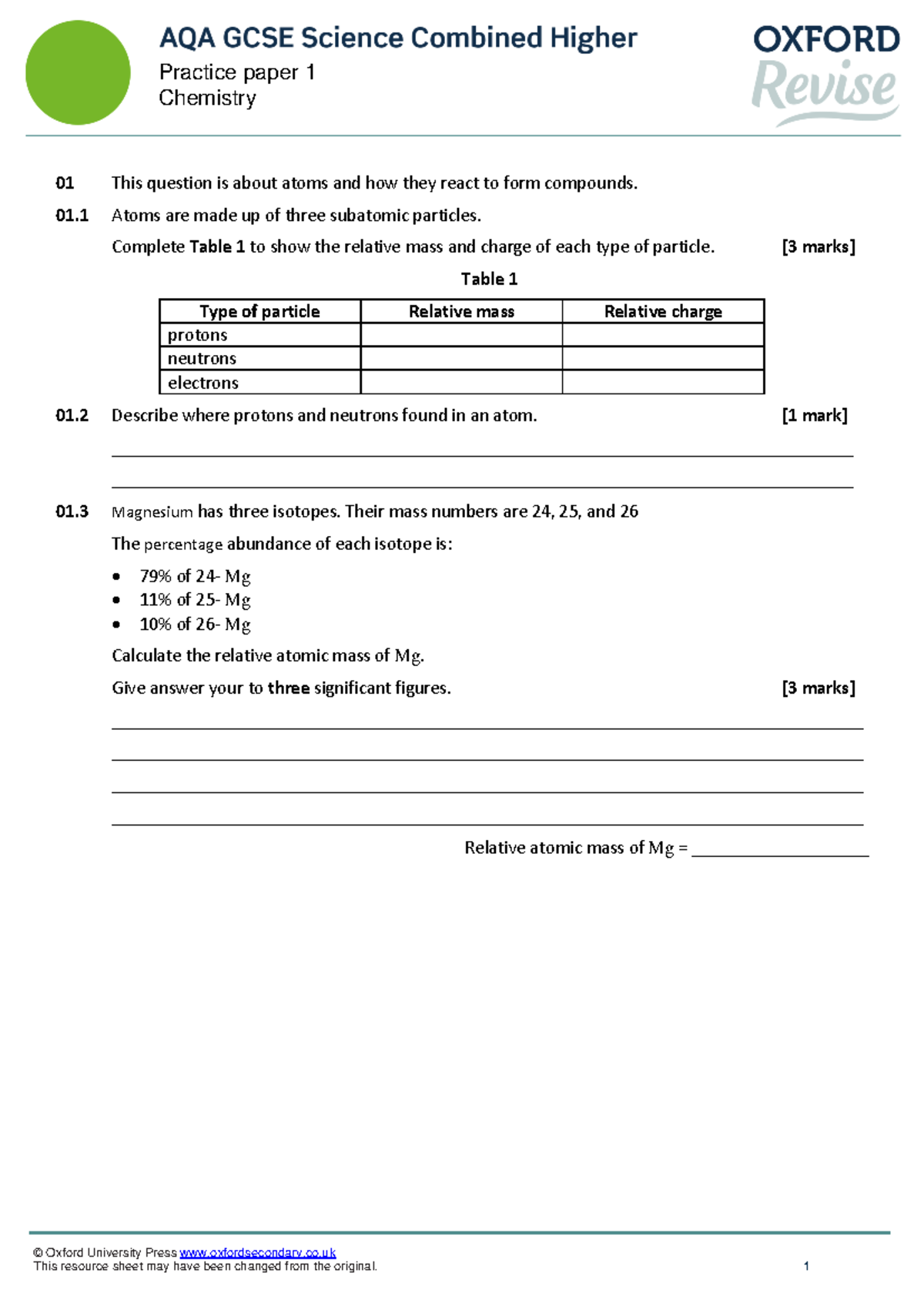 Chemistry CS - Bonding - © Oxford University Press oxfordsecondary.co ...